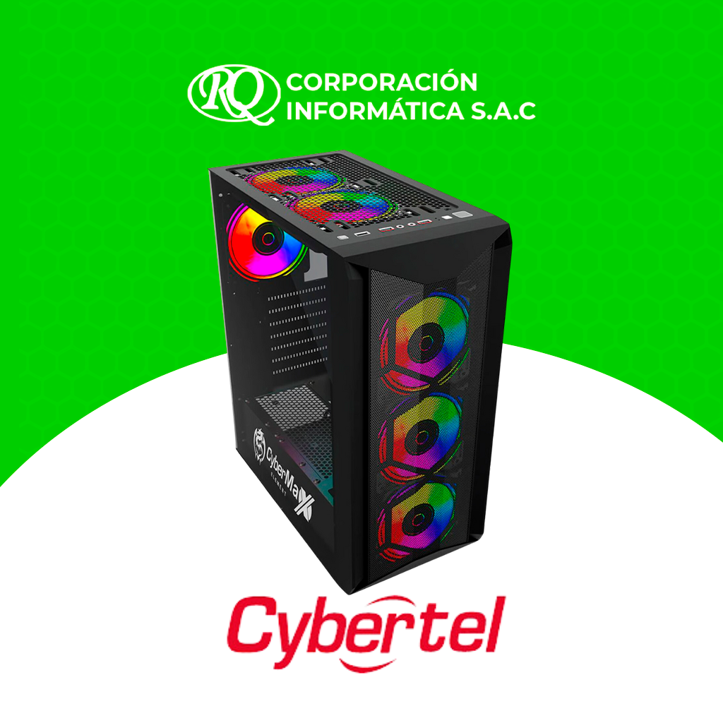 CASE CYBERTEL ELEMENT CBX5011 BLACK 6 COOLER RAINBOW LED SIN FUENTE VIDRIO TEMPLADO USB 3.0/USB ...