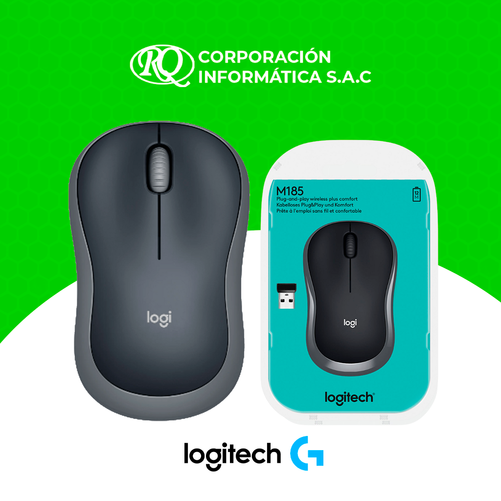 MOUSE INALAMBRICO LOGITECH SILVER M185 (910-002225) – rqcorp.com.pe