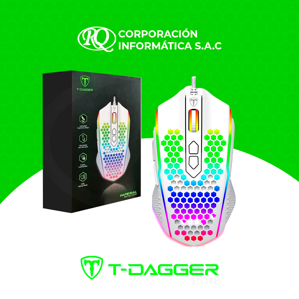 MOUSE T-DAGGER IMPERIAL WHITE GAMING V3 7,200 DPI USB (PN T-TGM310W-RGB ...