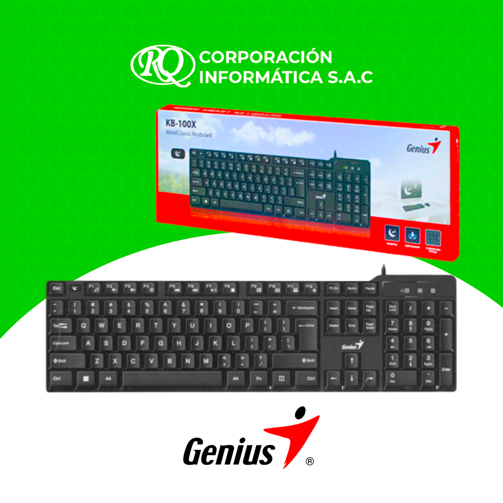 TECLADO GENIUS KB-100X USB BLACK (31310049401 – rqcorp.com.pe