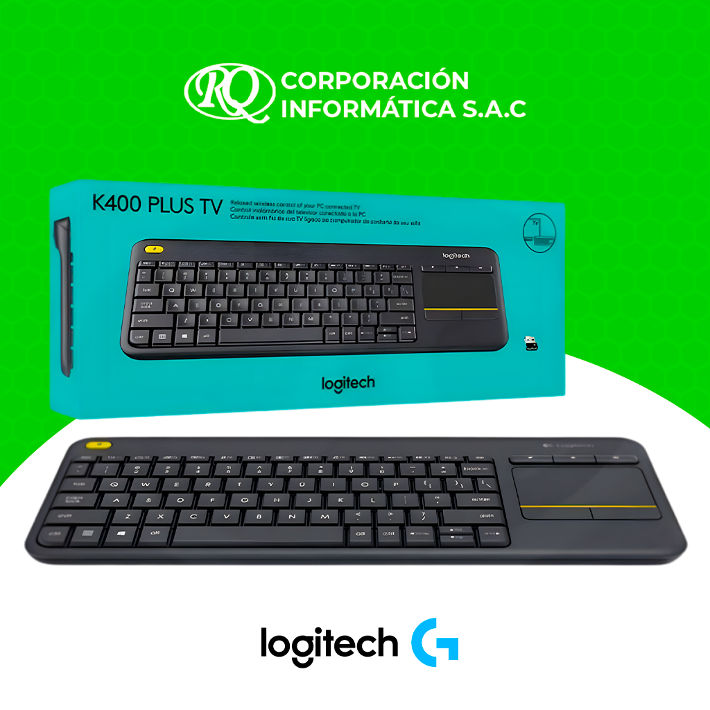 TECLADO LOGITECH INALAMBRICO K400 PLUS TOUCH SP BLACK (PN 920-007123 ...